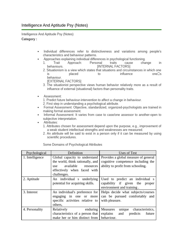 Intelligence and Aptitude Psy | PDF | Intelligence | Creativity