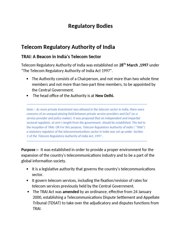 Regulatory Bodies MM Notes | PDF