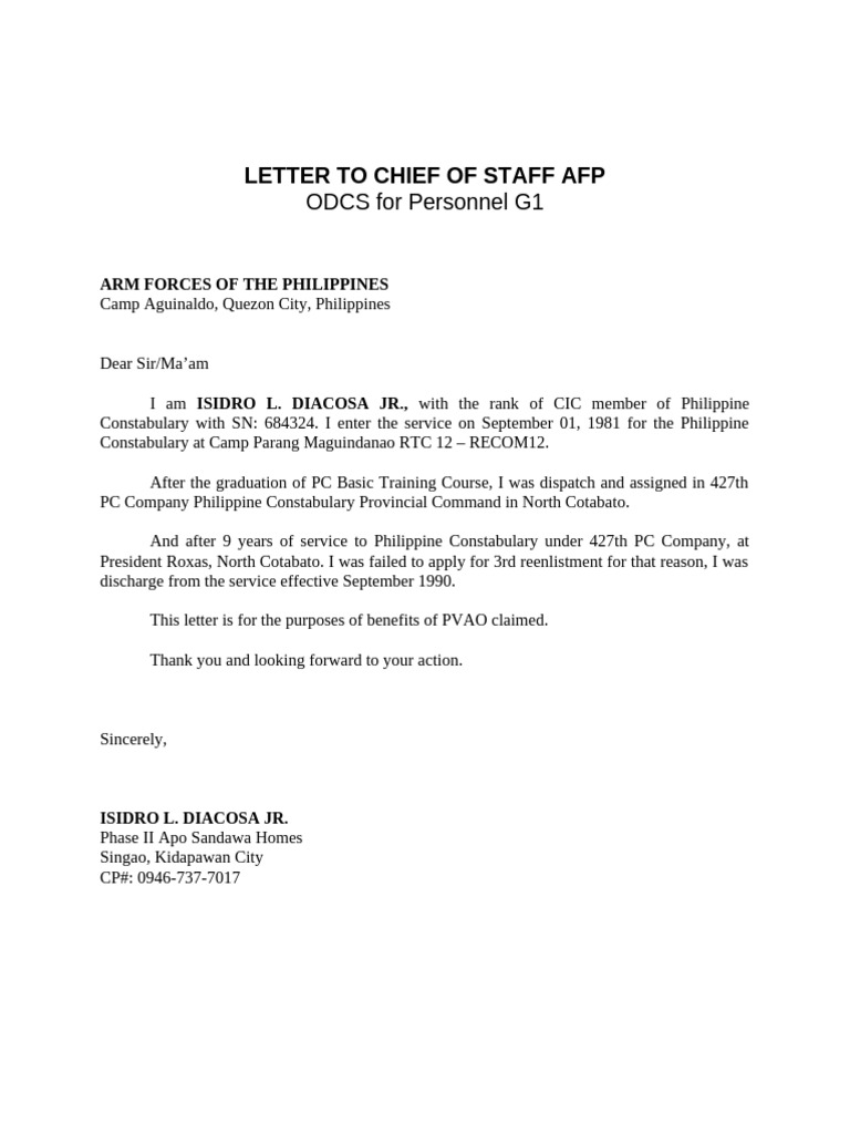 PVAO Benefits Claim Letter AFP | PDF