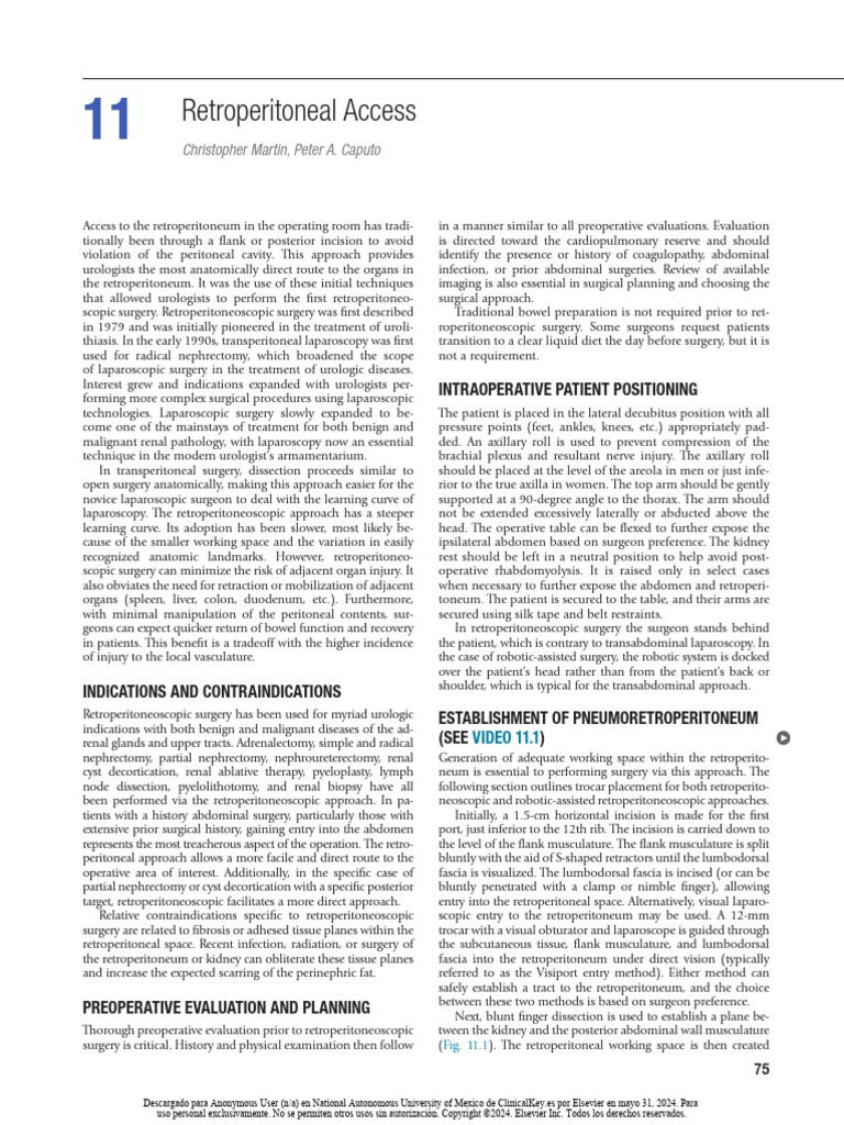 Retroperitoneal Access | PDF | Peritoneum | Surgery