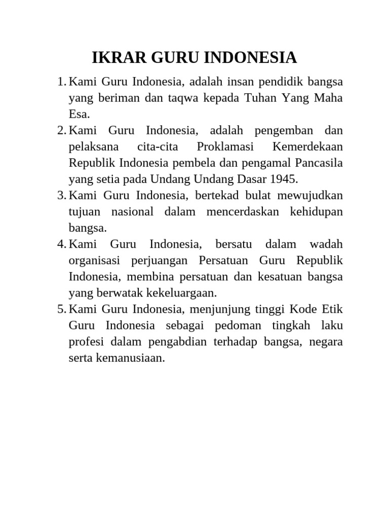 Ikrar Guru Indonesia | PDF