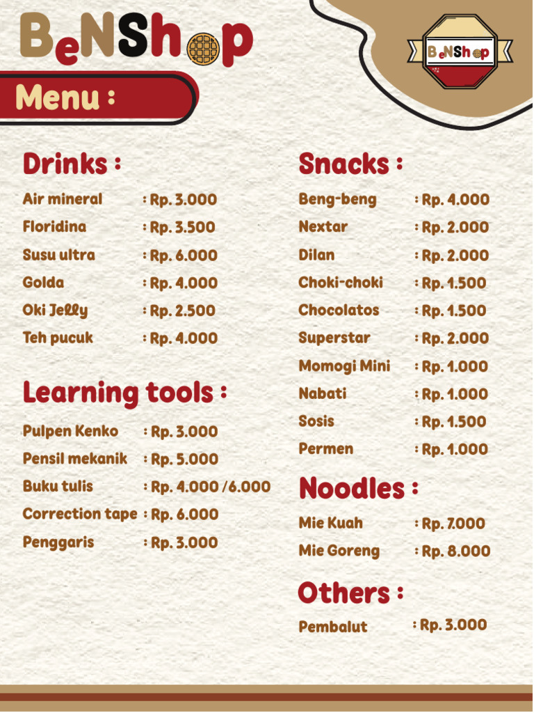 menu BeNShop | PDF
