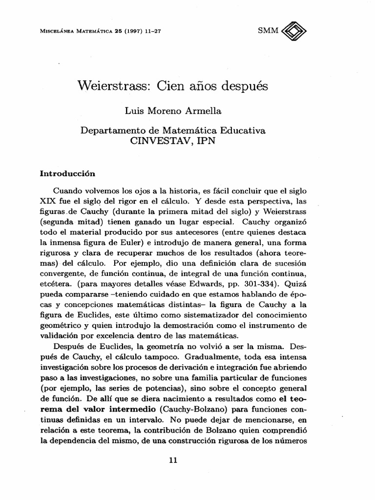 Weierstrass 100 Años Después | PDF