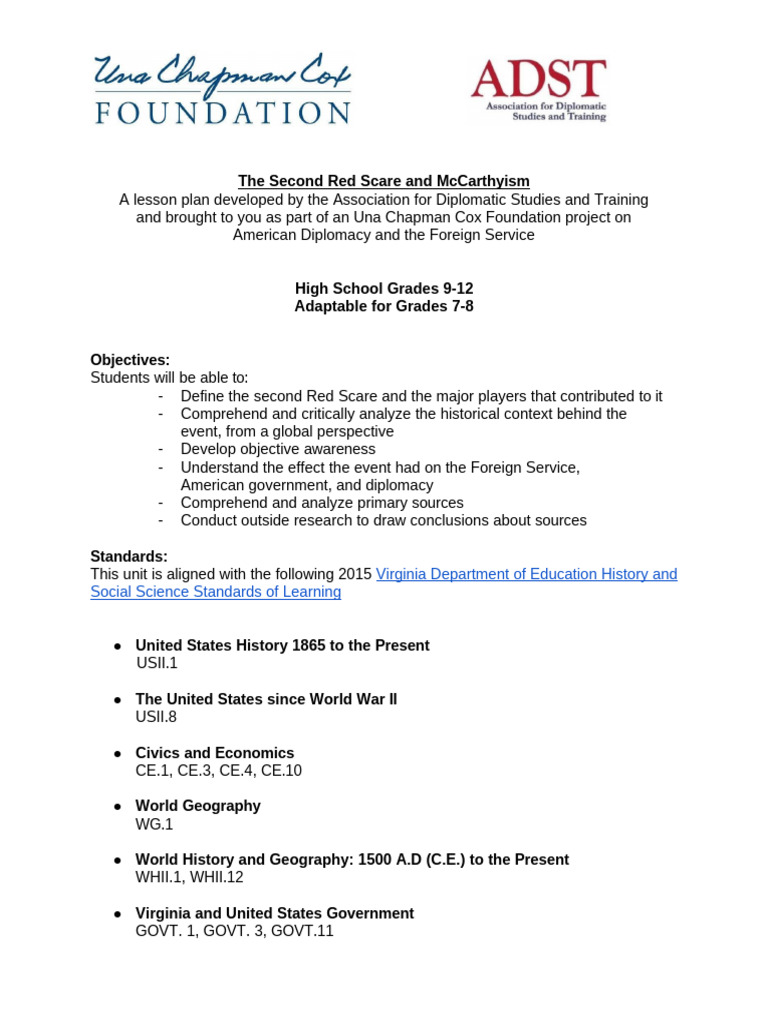 8.3 Red Scare and McCarthyism | PDF | Mc Carthyism | Joseph Mc Carthy