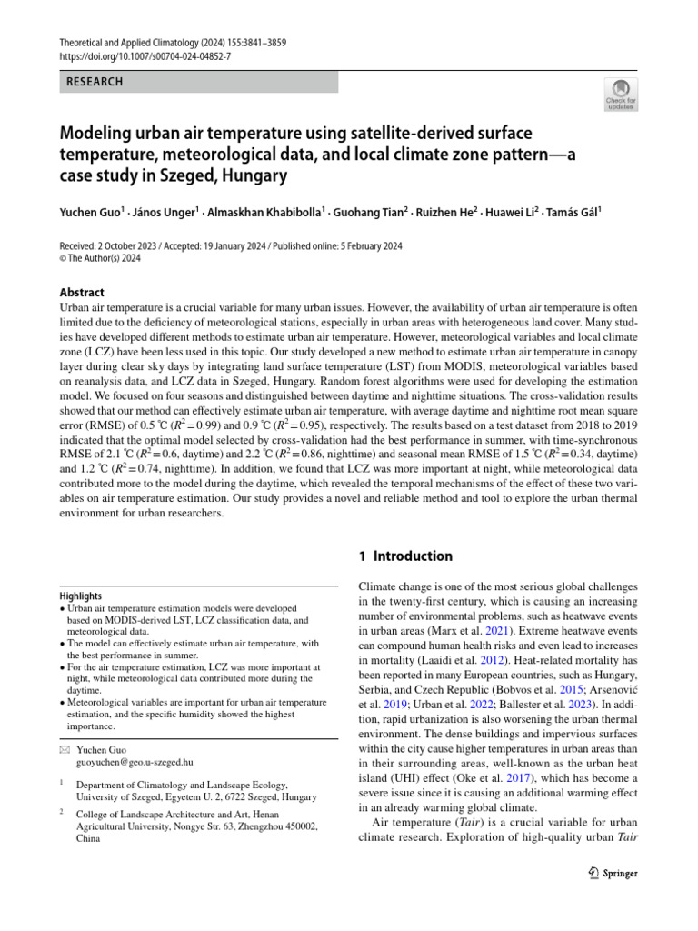 Modeling Urban Air Temperature Using | PDF | Cross Validation ...