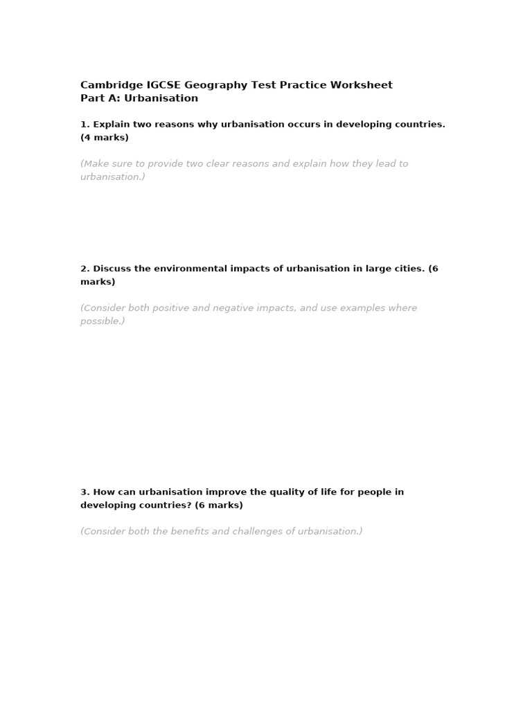 IGCSE Geography Exam Prep | PDF