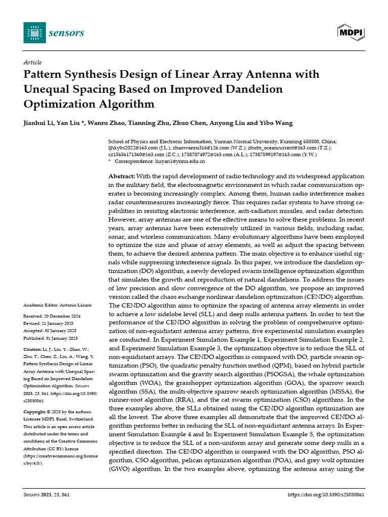 Pattern Synthesis Design of Linear Array Antenna W | PDF | Mathematical Optimization | Antenna ...