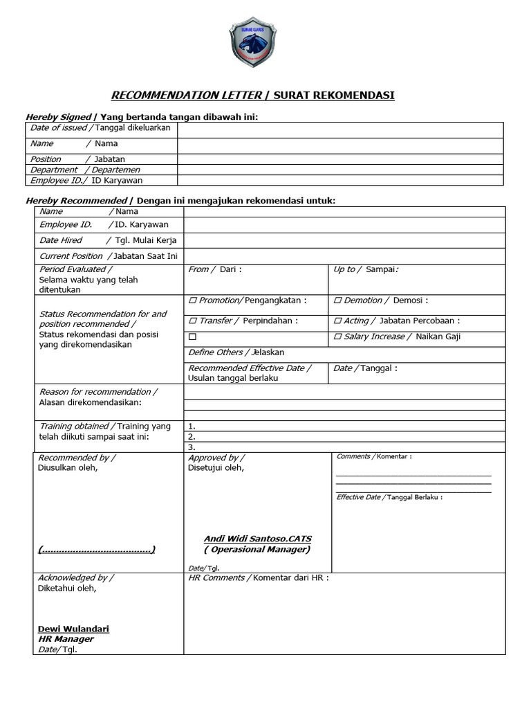 Form Rekomendasi NEW | PDF