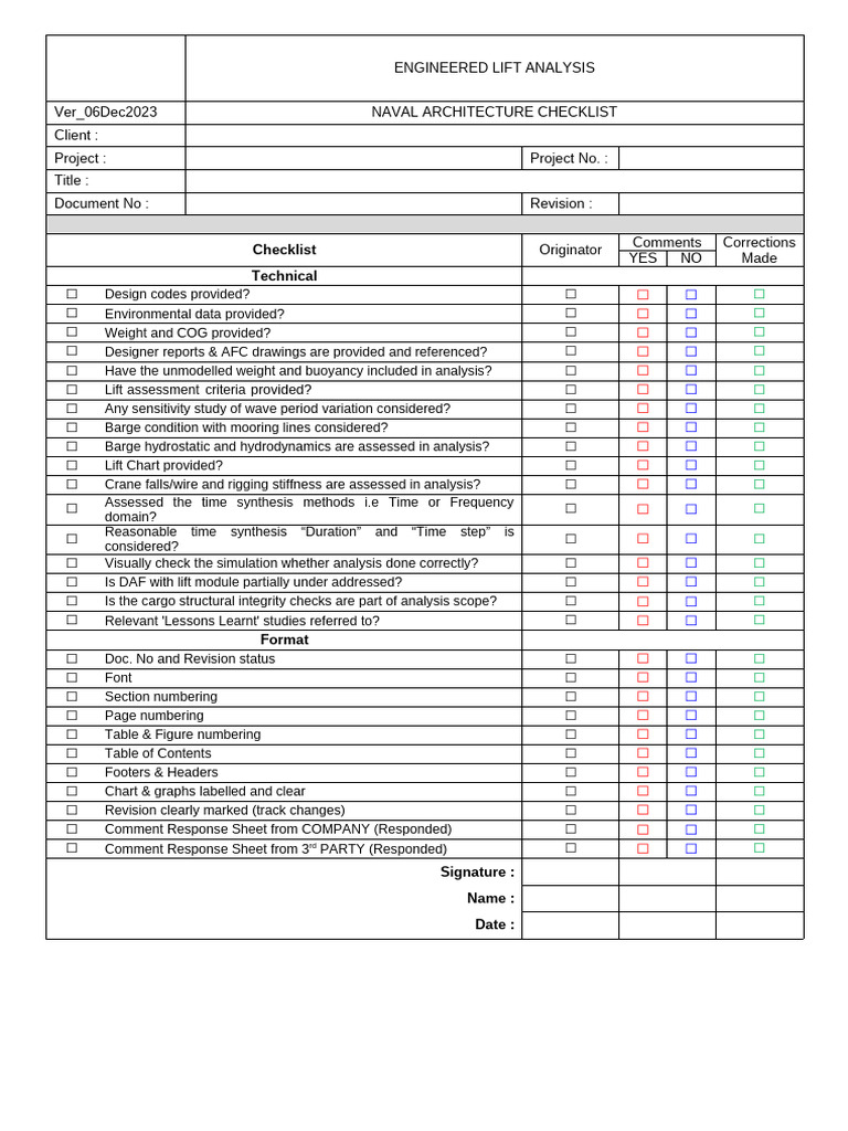 Old Dynamic Lift Checklist 1 | PDF