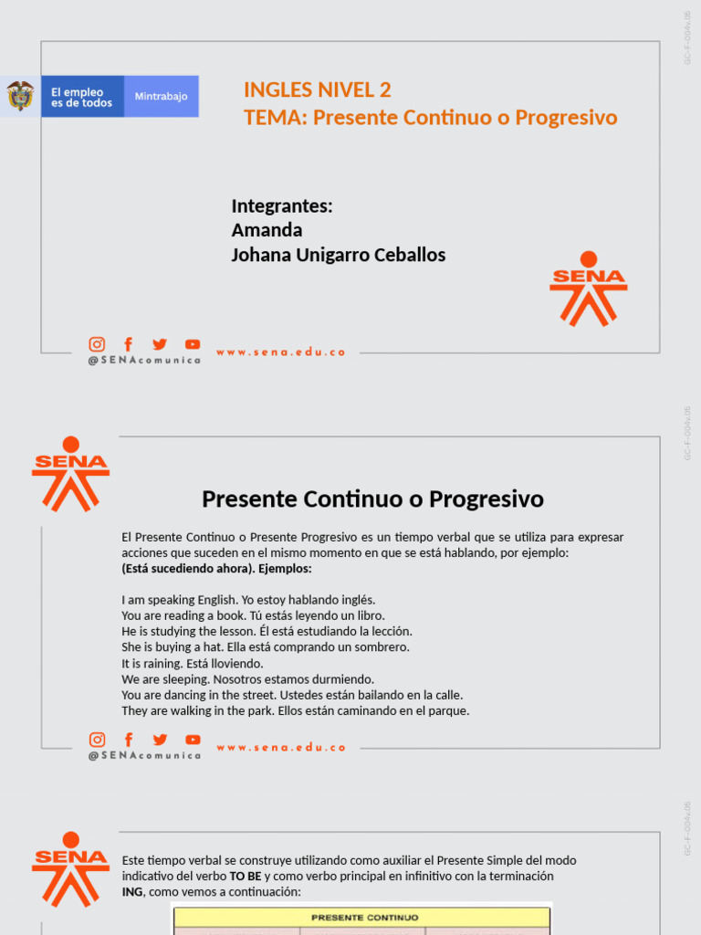 Presente Continuo Progresivo | PDF