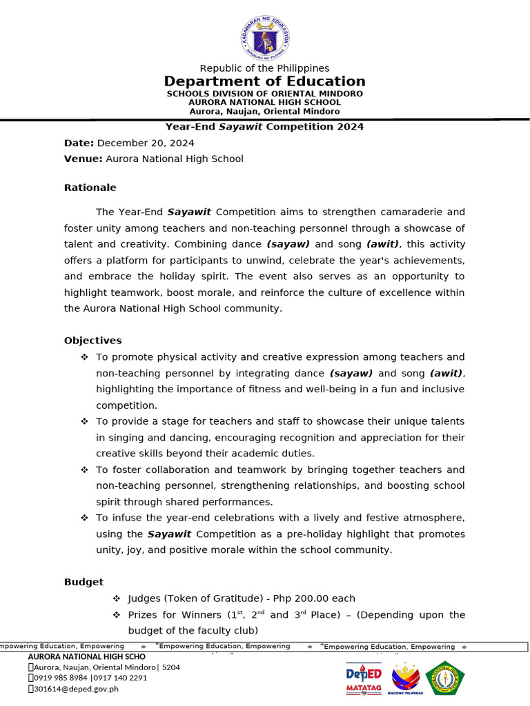 Year-End Sayawit Competition | PDF | Dances | Performing Arts