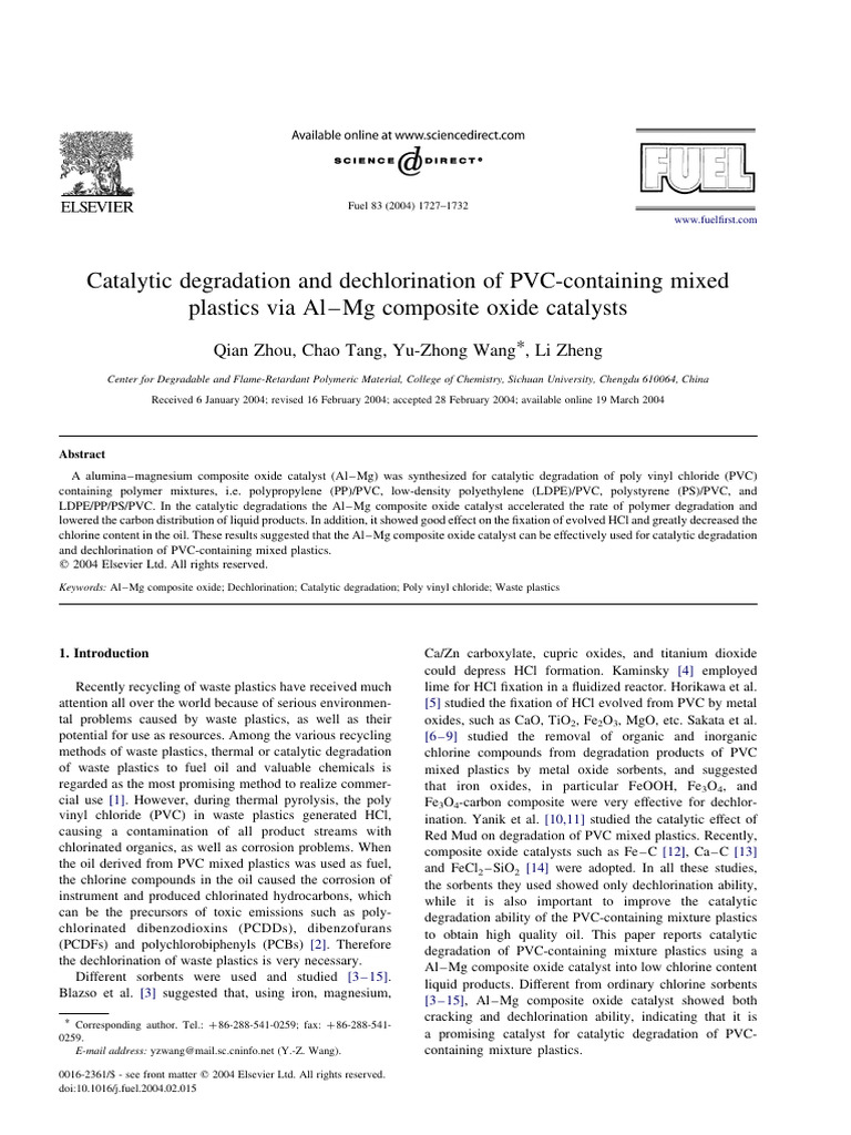 2004-Fuel, 2004,83 (13), 1727-Catalytic Degradation and Dechlorination of PVC-containing Mixed ...