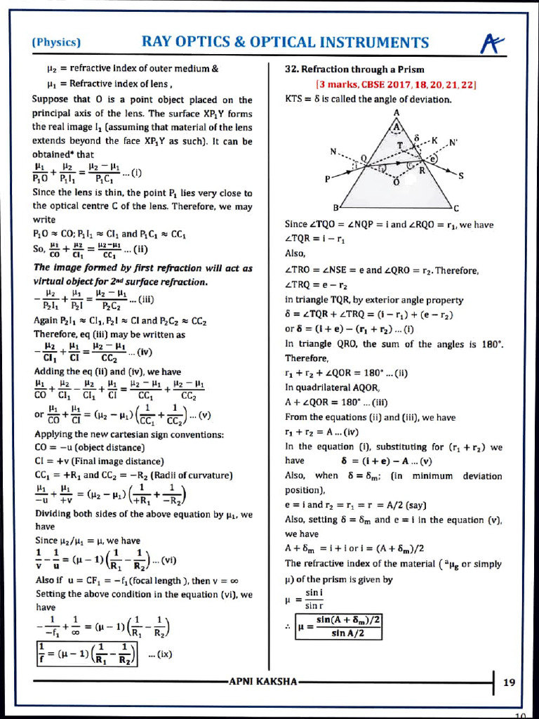 Ray Optics and Prism Refraction Analysis | PDF | Refraction | Waves