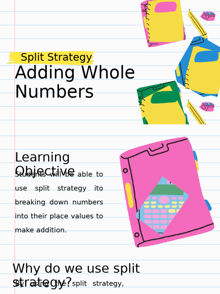 Split Strategy Adding Whole Numbers Educational Presentation in ...