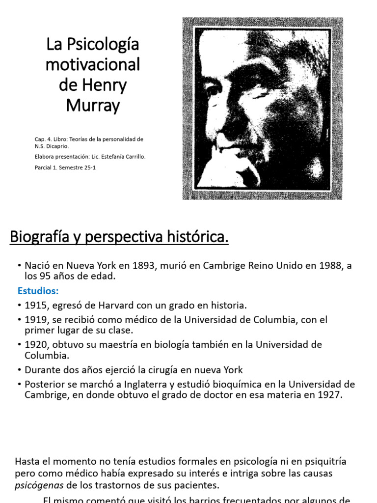 La Psicolog-A Motivacional de Henry Murray (Introducci-N) | PDF | Sicología | Conceptos psicologicos
