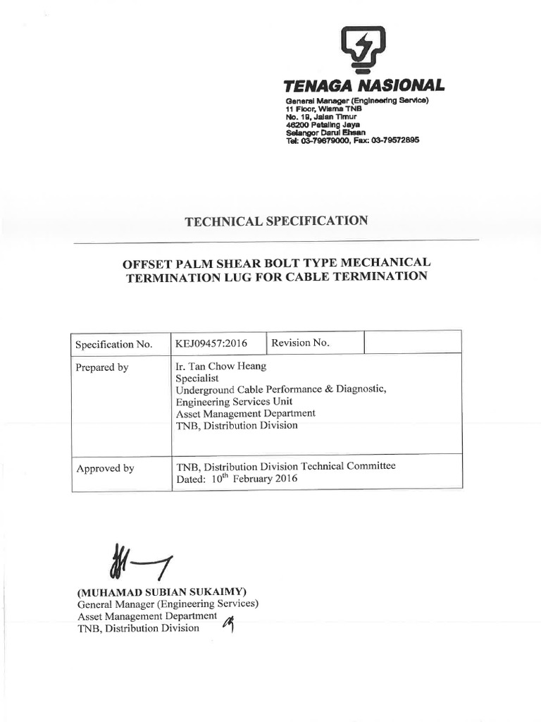 Tech. Specification - KEJ09457-2016 | PDF
