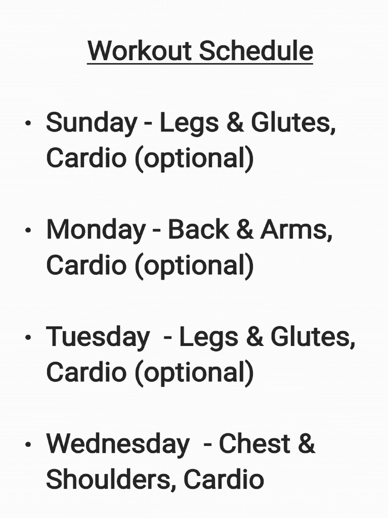 Weekly Exercise Schedule | PDF