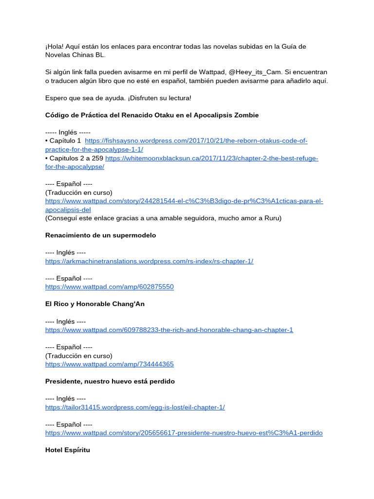 Guía de Novelas Chinas BL | PDF