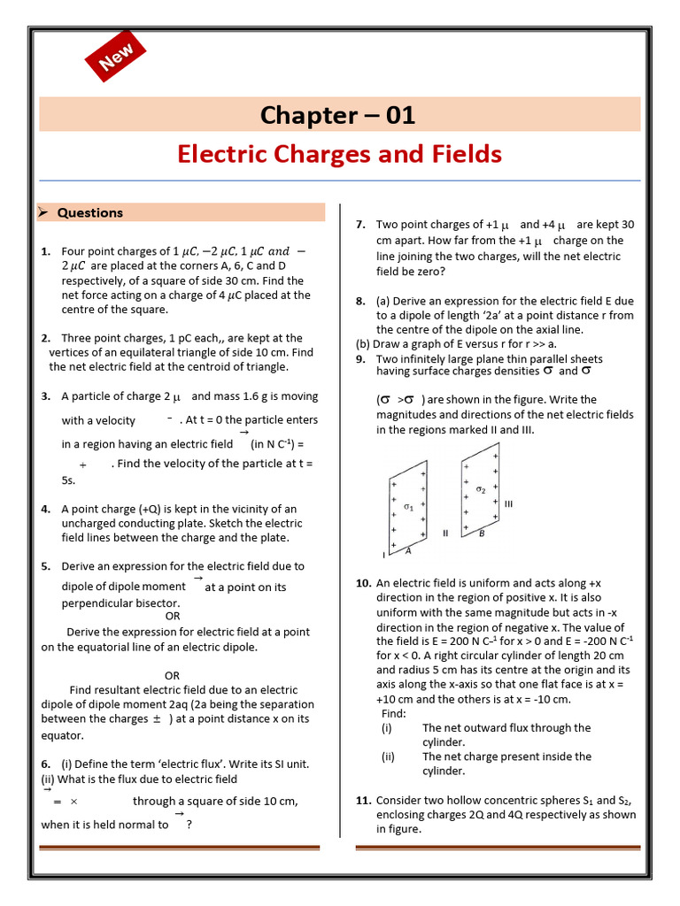 Question Chap 1 Electric Field & Charge - 50162069 - 2025 - 01 - 31 - 22 - 25 | PDF | Electric ...