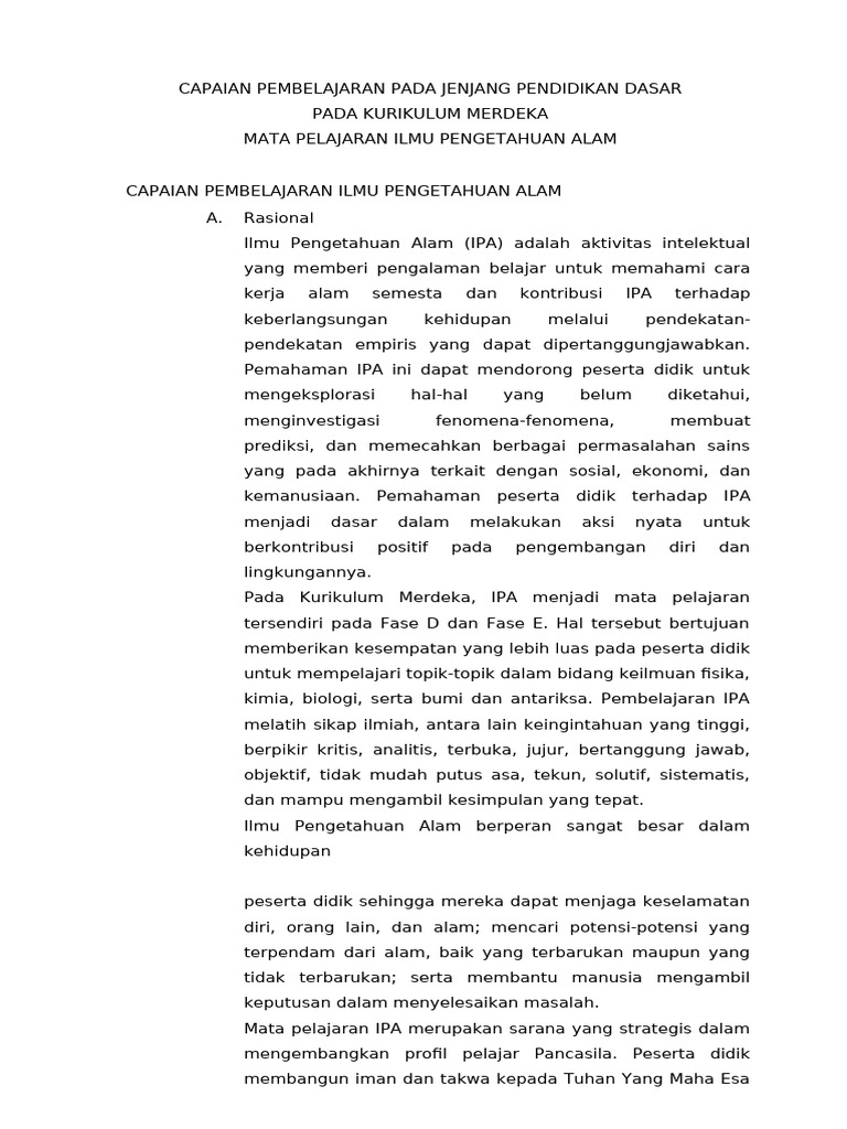 CP Mapel Ipa - Fase D - 2024 | PDF