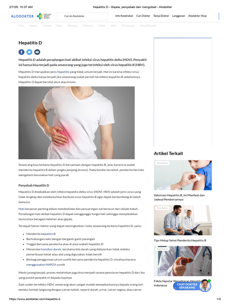Hepatitis D - Gejala, Penyebab Dan Mengobati - Alodokter | PDF