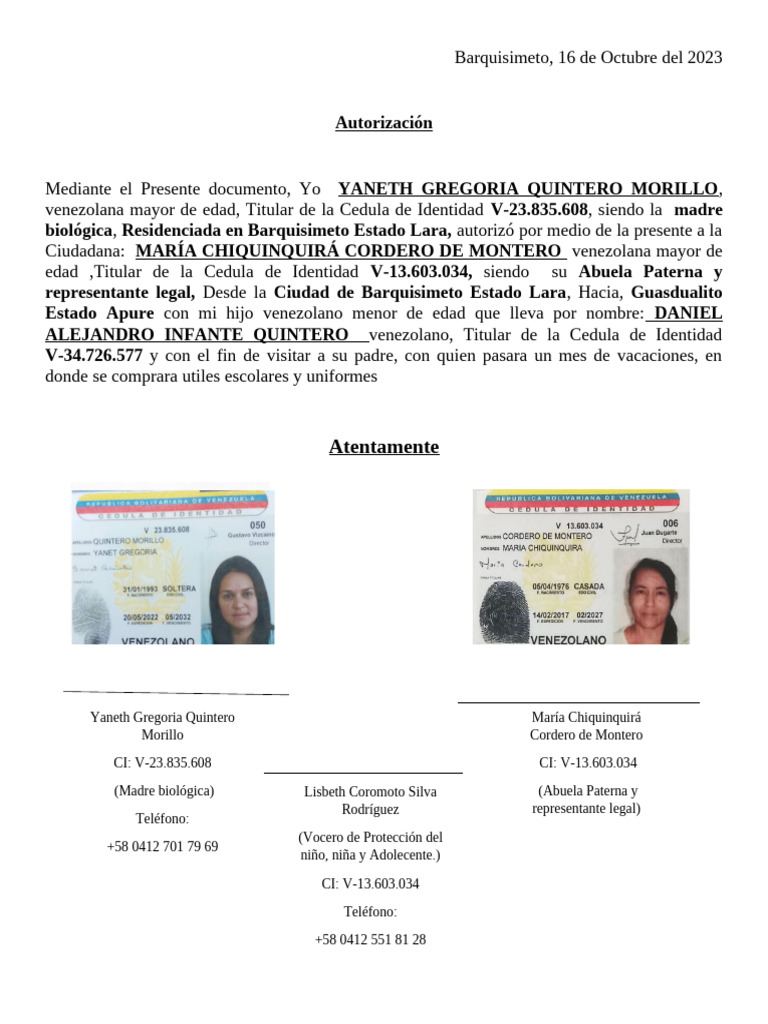 Autorizacion Yanet | PDF