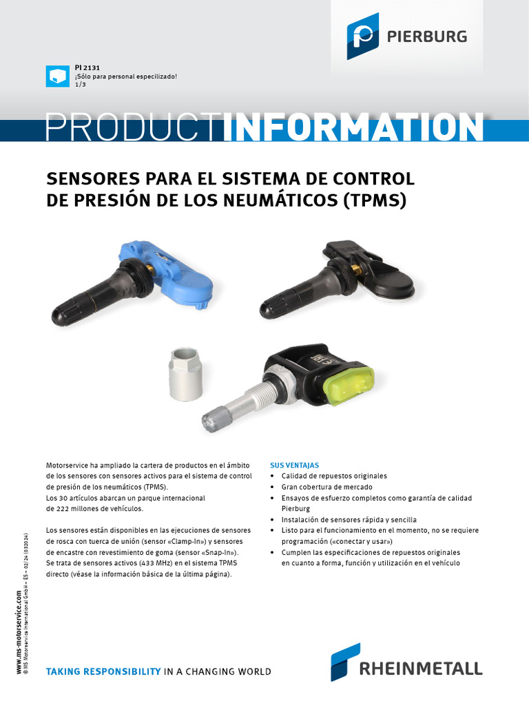 Sensores TPMS Activos para Neumáticos | PDF | Neumático | Sistema de freno antibloqueo