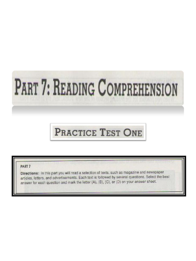 TOEIC Part 7 Practice Test One | PDF