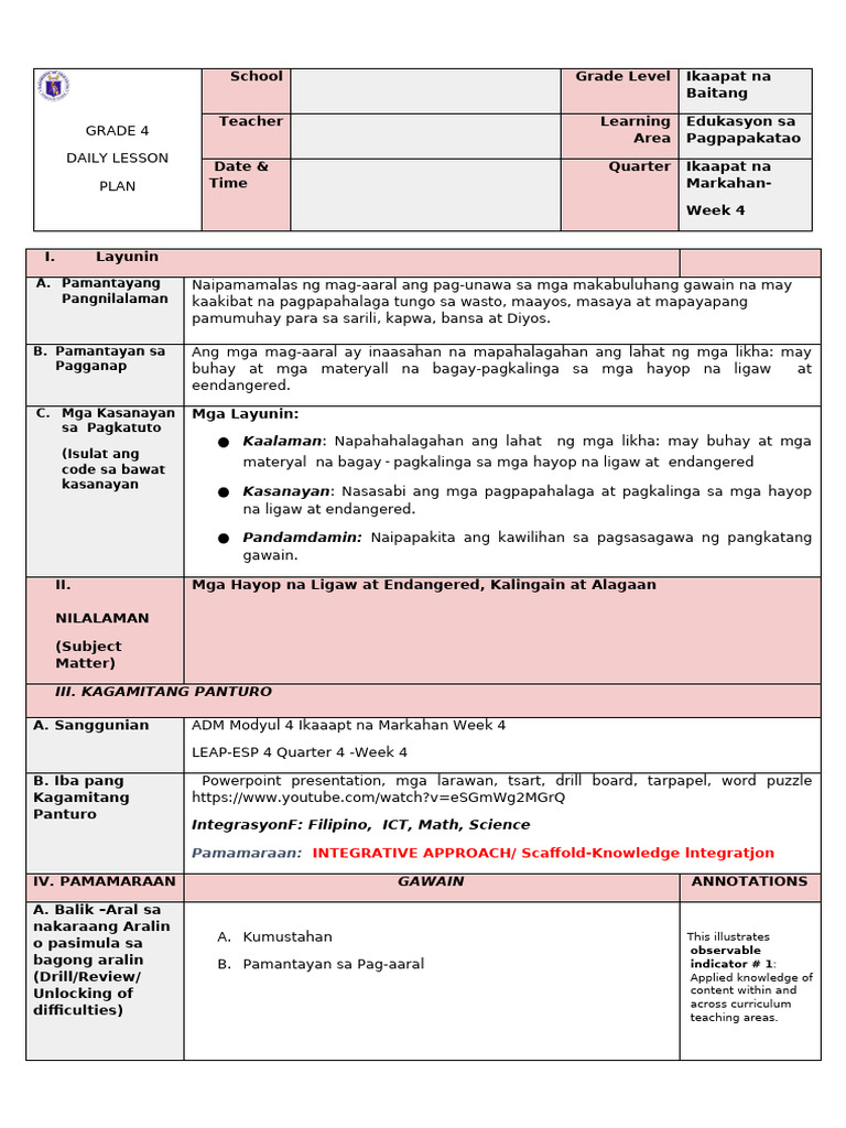 Cot - Esp 4 Q4 W4 | PDF