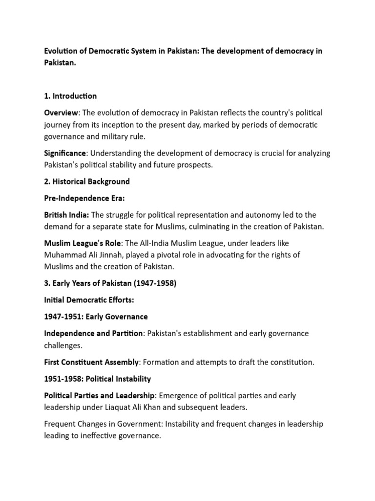 Evolution of Democracy in Pakistan | PDF | Government Of Pakistan ...