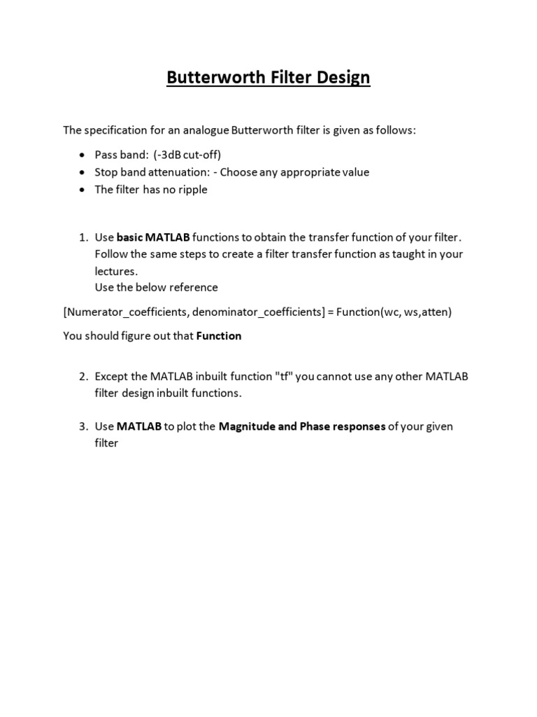 Butterworth Filter Design Tutorial 2 | PDF