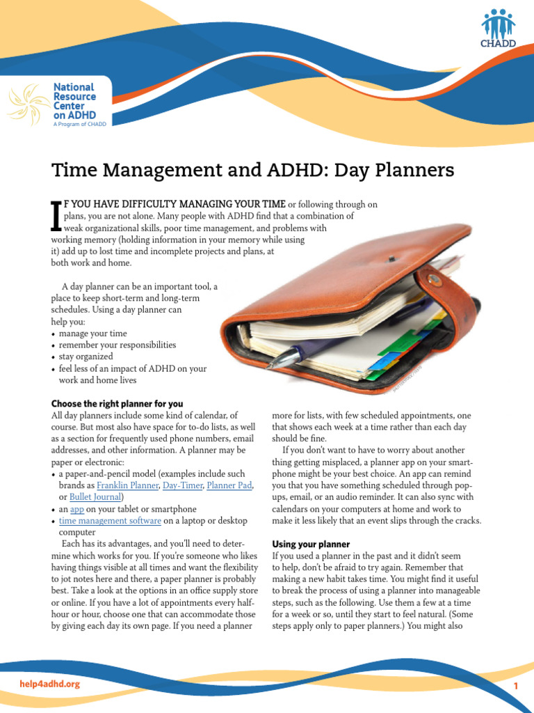 Time Management ADHD Day Planners | PDF | Attention Deficit ...