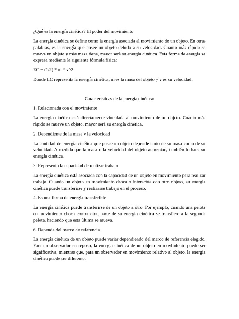 Energía Cinética y Potencial | PDF | Energía potencial | Masa
