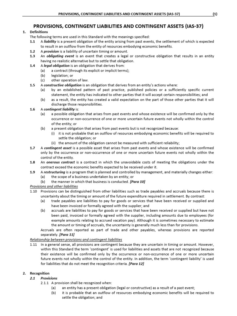IAS-37 (Including IFRIC-1) - Complete Chapter | PDF | Accrual ...