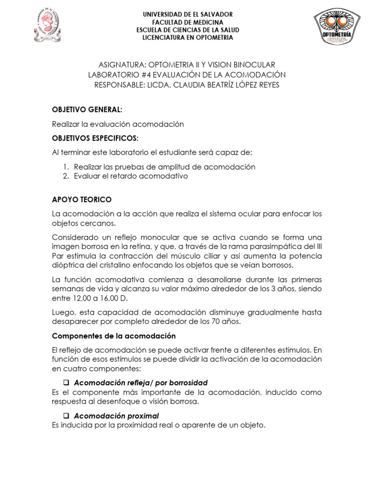 Evaluación de Lag Acomodativo en Optometría | PDF | Percepción visual | Ojo