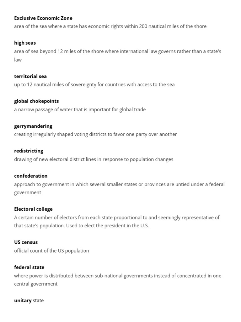 Unit 4 Political Vocabulary AP Human Geography 1 | PDF