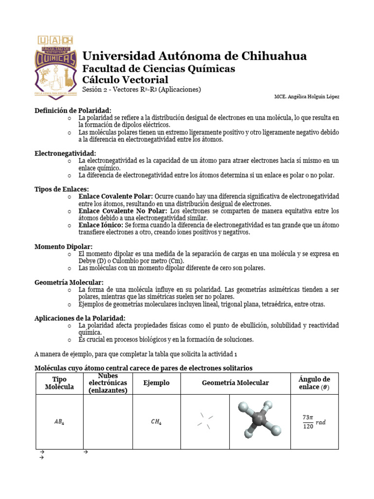 Geometría Molecular | PDF | Polaridad química | Enlace químico