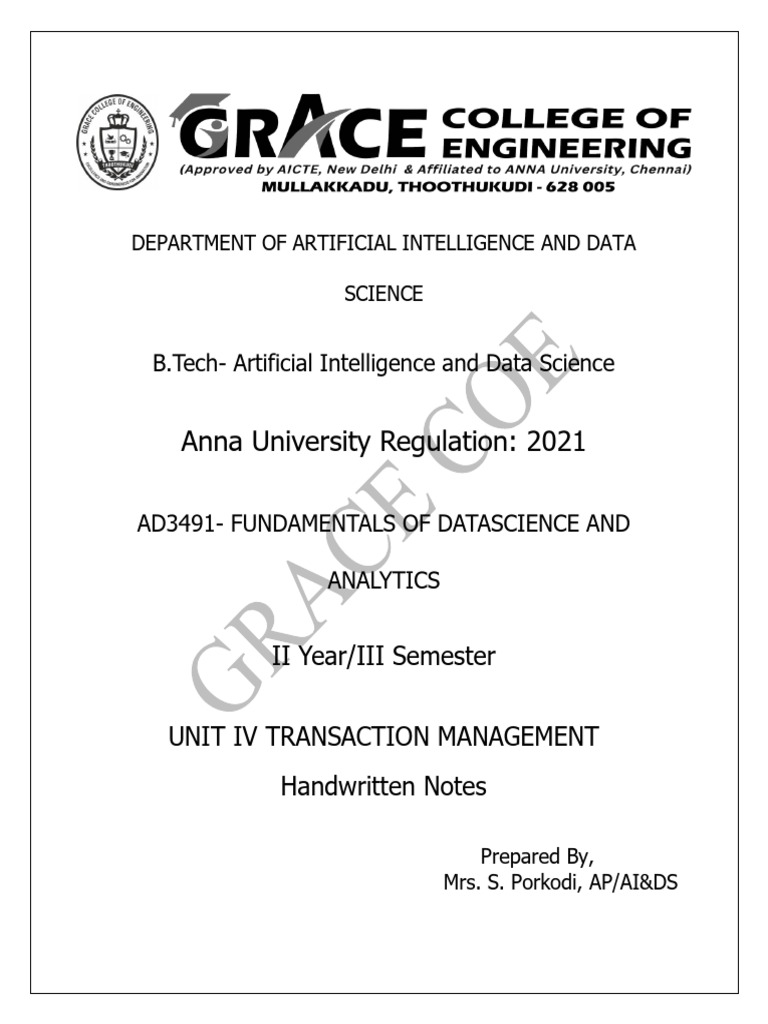 IV_AI & DS_AD3491_FDSA_Unit1 | PDF | Information Technology | Data Management