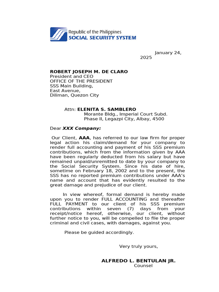 DEMAND LETTER SSS | PDF