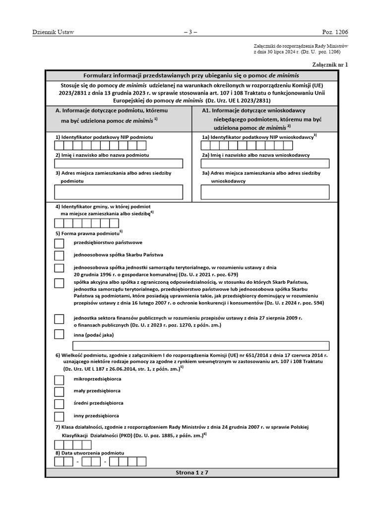 Formularz Informacji Przedstawianych Przy Ubieganiu Się o Pomoc de ...