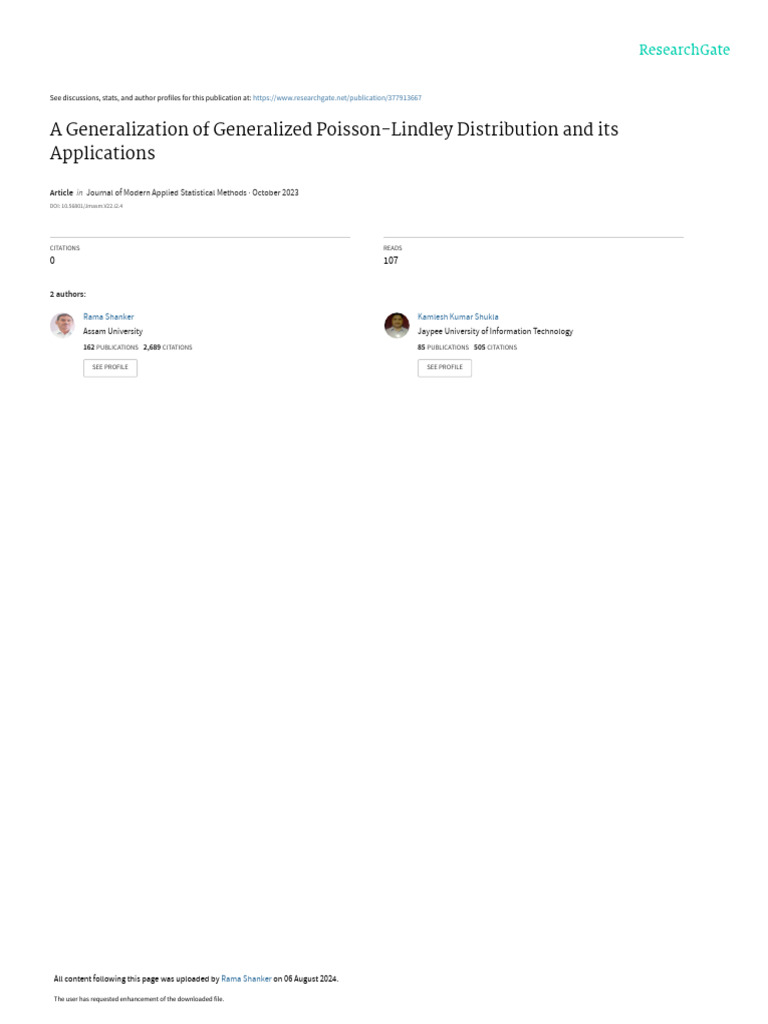 A Generalization of Generalized Poisson-Lindley Distribution and Its ...