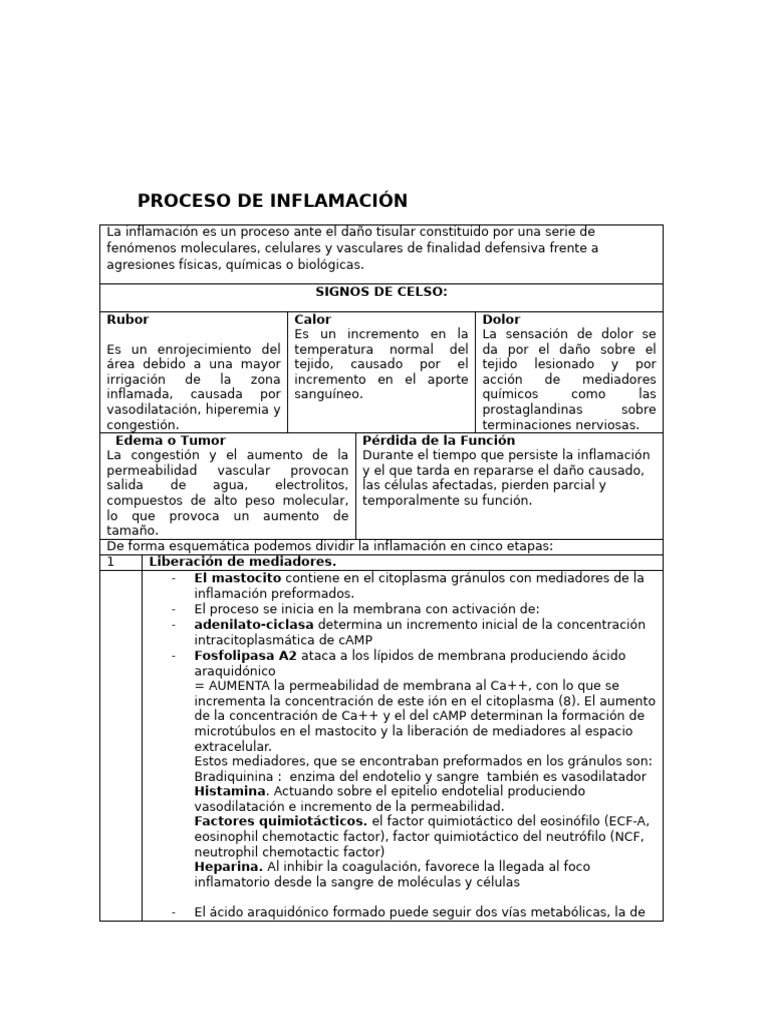 PROCESO DE INFLAMACION Y MEDICAMENTOS | PDF | Inflamación | Antiinflamatorio