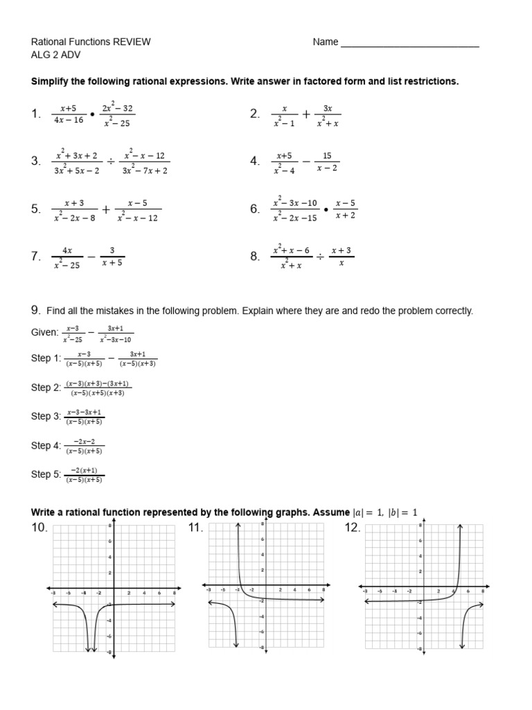 Rational Functions Review | PDF | Asymptote | Mathematical Analysis