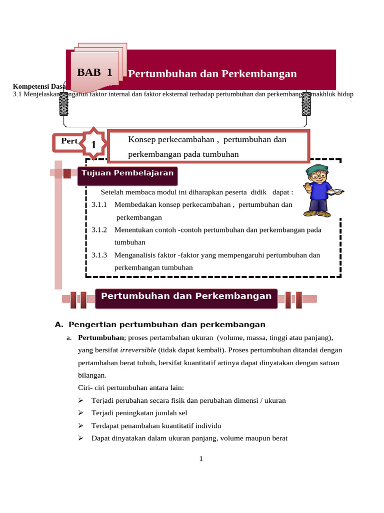 Bahan Ajar BIO XII KD 3 .1 Pertumbuhan - Perkembangan | PDF