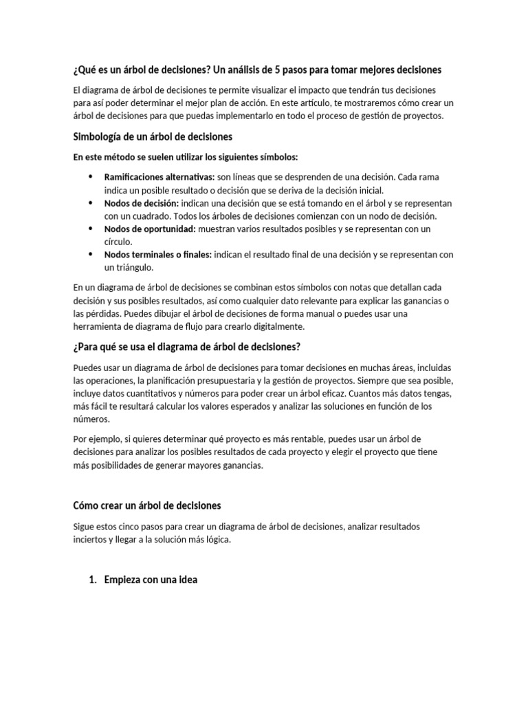 Árbol de Decisiones en Proyectos | PDF | Toma de decisiones | Probabilidad