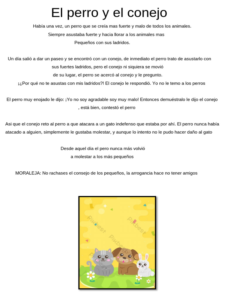 El perro y el conejo: una fábula moral | PDF