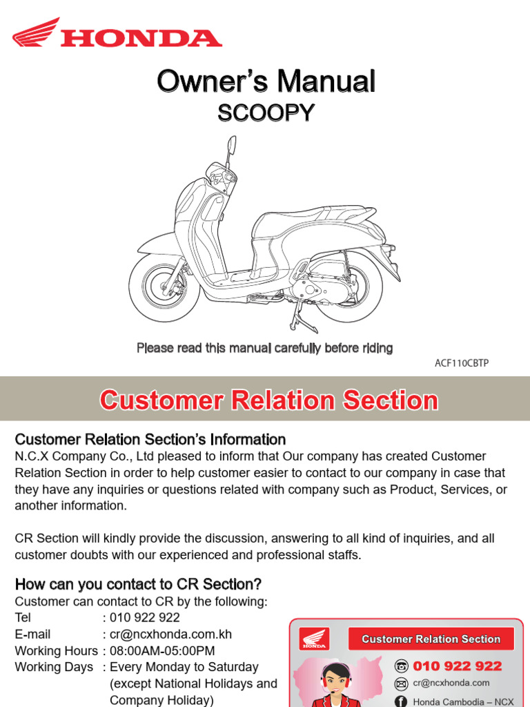 Owner's Manual Scoopy | PDF | Gasoline | Brake