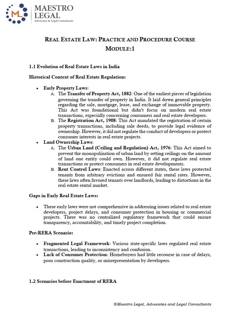 Real Estate Course - Module 1 | PDF | Real Property Law | Private Law