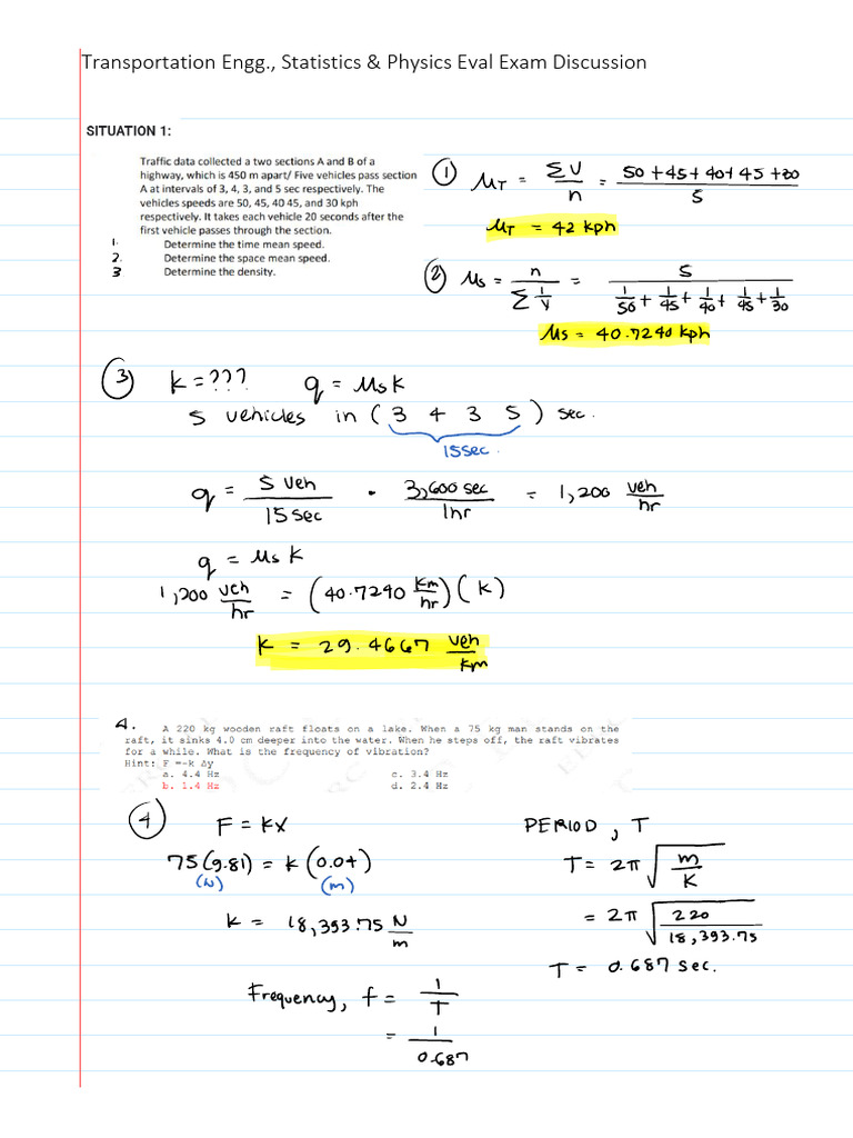 Transportation Engg. Statistics Physics Eval Exam Discussion | PDF
