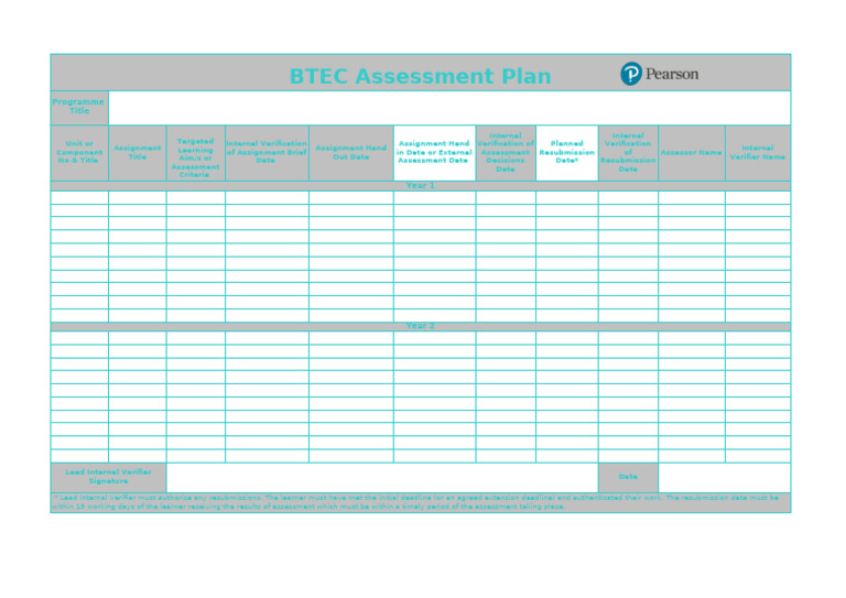 BTEC-Assessment-Plan-Template 2023 L1-3 | PDF